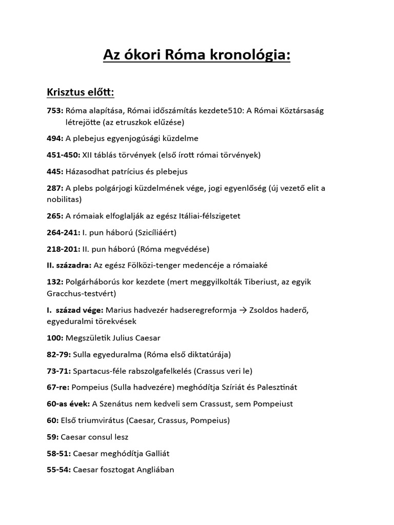 Az Ókori Róma Kronológia És Topográfia | PDF