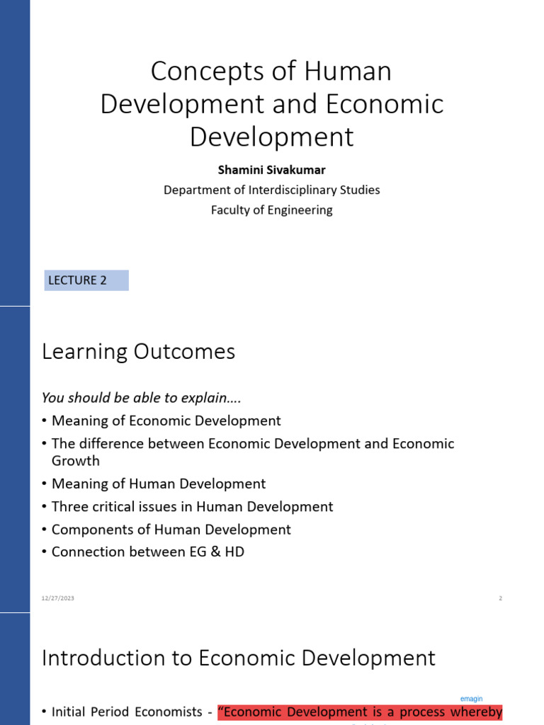 Concepts of Human Development and Economic Development | PDF | Human ...