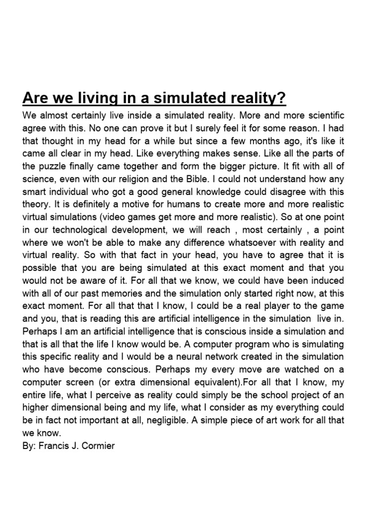 Are We Living Inside A Simulation | PDF