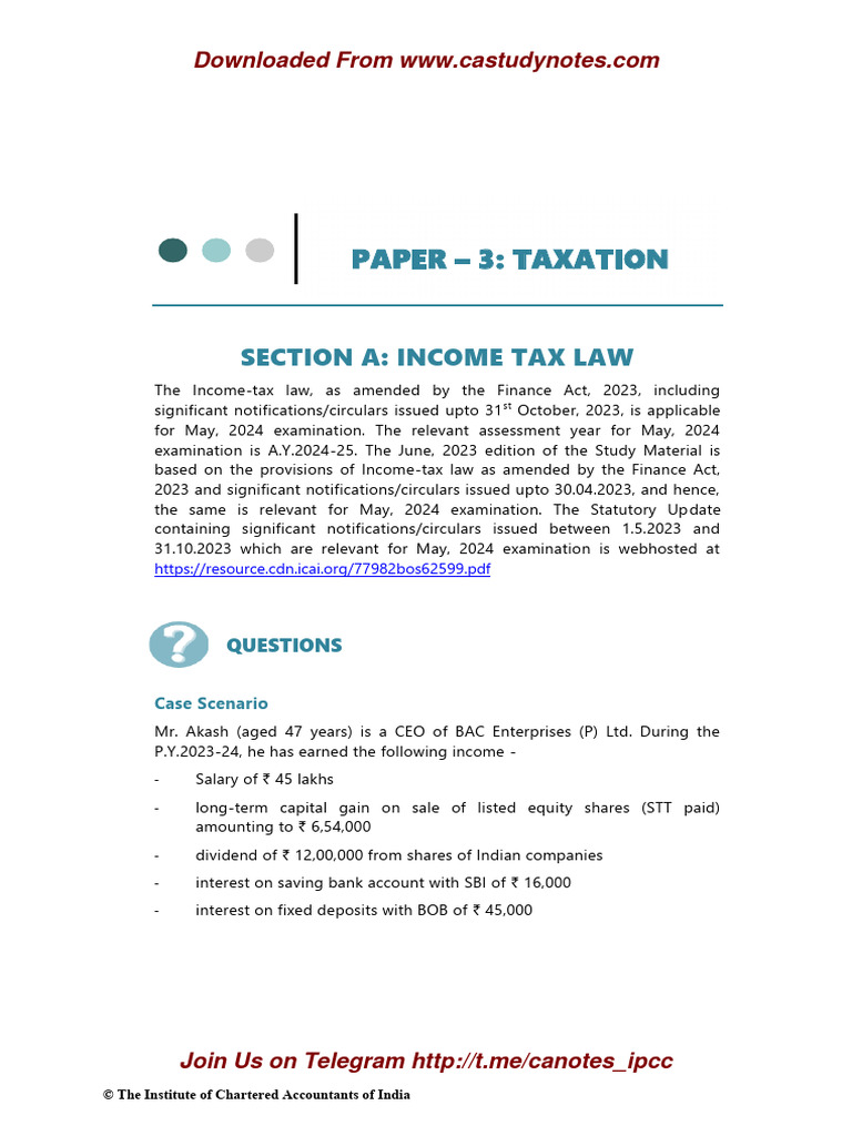 CA Inter Taxation RTP May 2024 Castudynotes Com | PDF | Tax Deduction ...
