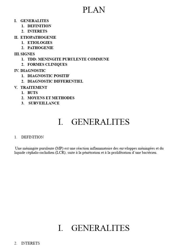 Méningite Purulente : Diagnostic et Traitement | PDF | Méningite ...