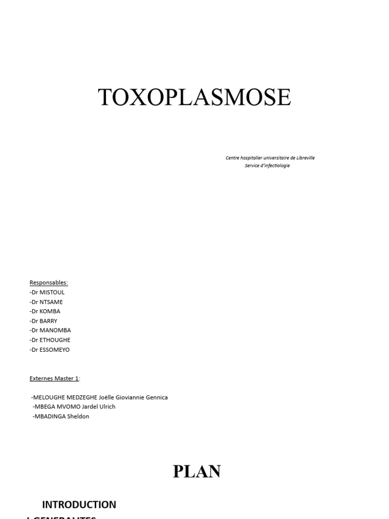 Toxoplasmose : Physiopathologie et Traitement | PDF | Spécialités ...