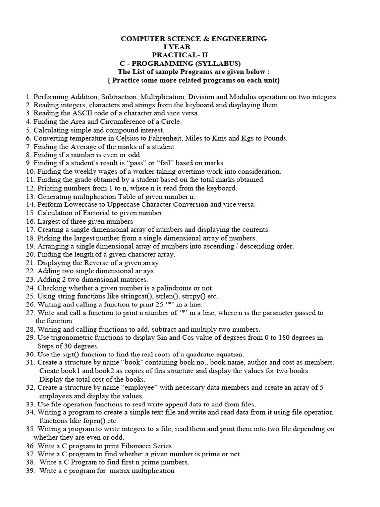 C Programs Lab Pdf Computer Programming Computing 1843