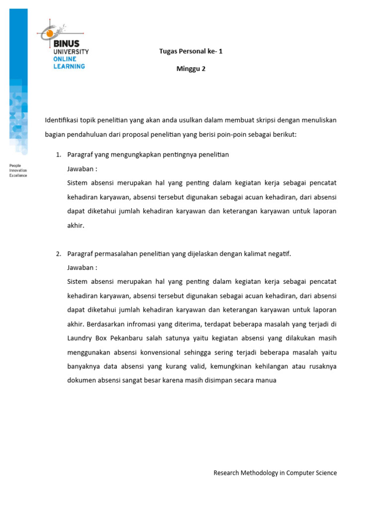 TP1-Research Methodology in Computer Science-Wahyu Affandi-2502157950 | PDF