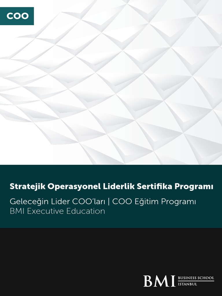Geleceğin Lider COO-ları - Stratejik Operasyonel Mükemmellik Sertifika Programı-2 | PDF
