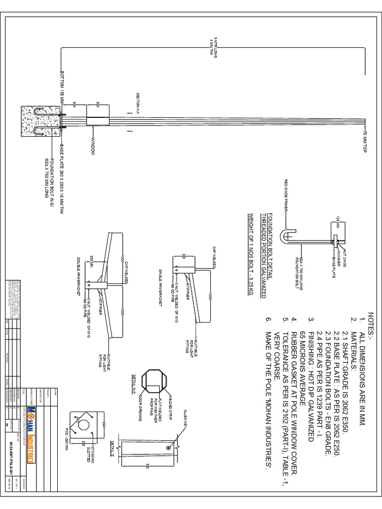 9m Octagonal Pole Foundation Drawing | PDF | Pipe (Fluid Conveyance ...