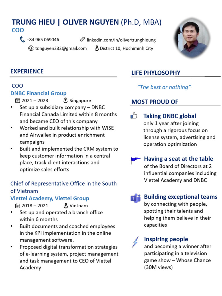 Trung-Hieu Oliver Nguyen CV | PDF | Marketing | Business Economics