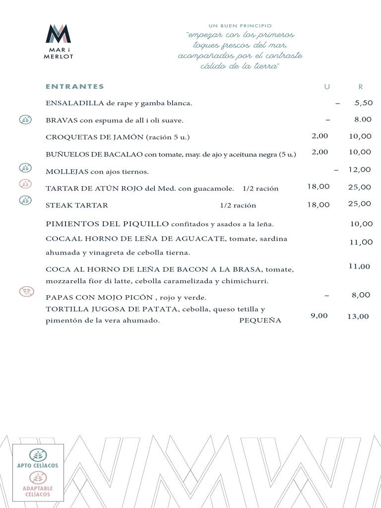 Menú del Restaurante Mar i Merlot | PDF | Hamburguesas | Alimentos