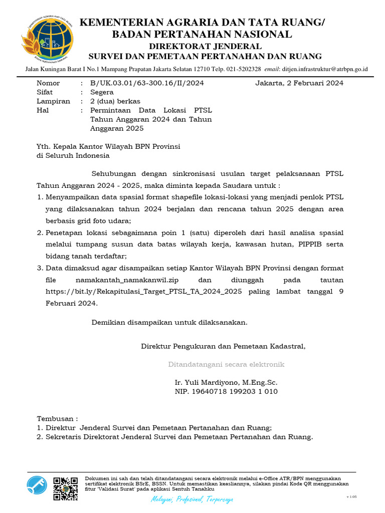 Data Lokasi PTSL 2024-2025 | PDF
