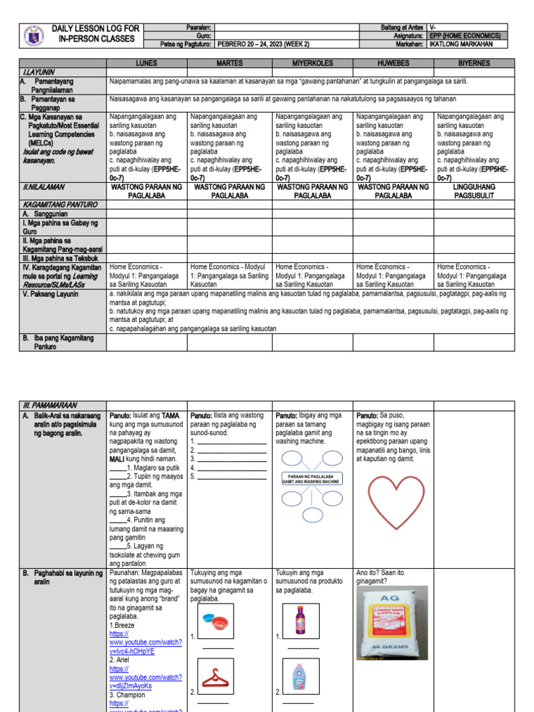 G5 Q3W2 DLL EPP-HE (MELCs) | PDF