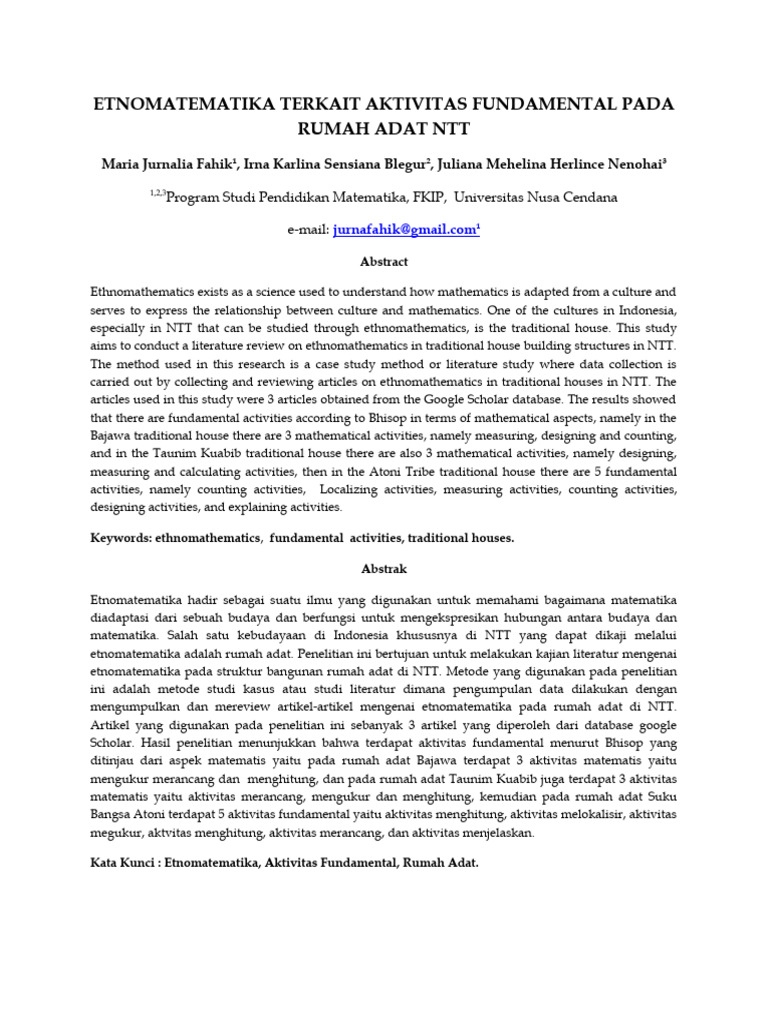 Artikel - Rumah Adat NTT - Maria Jurnalia Fahik | PDF