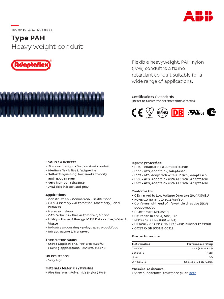 Adaptaflex - Type Pa - H - Conduit - Datasheet | PDF | Pipe (Fluid ...