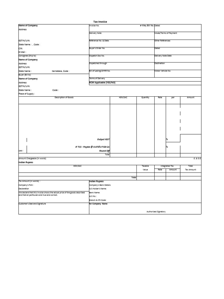 GST Invocie Format for Manufacturing | PDF | Invoice | Taxation