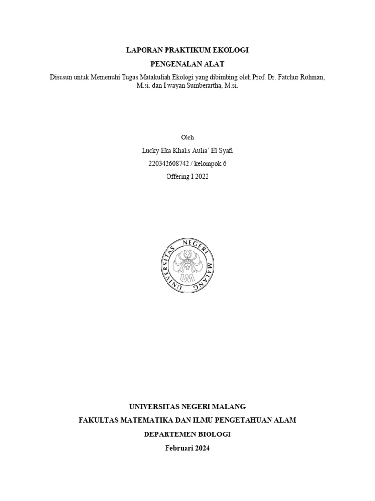 Lucky Eka - 220342608742 Laporan Praktikum Ekologi (Pengenalan Alat) | PDF