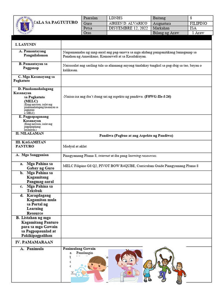 GR8 - DLP - Aspekto NG Pandiwa | PDF