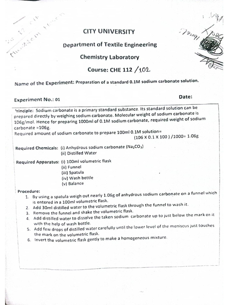 Chemistry I Laboratory | PDF