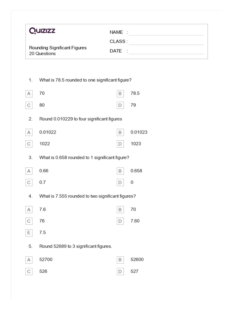 Rounding Significant Figures | PDF | Arithmetic | Mathematical Concepts