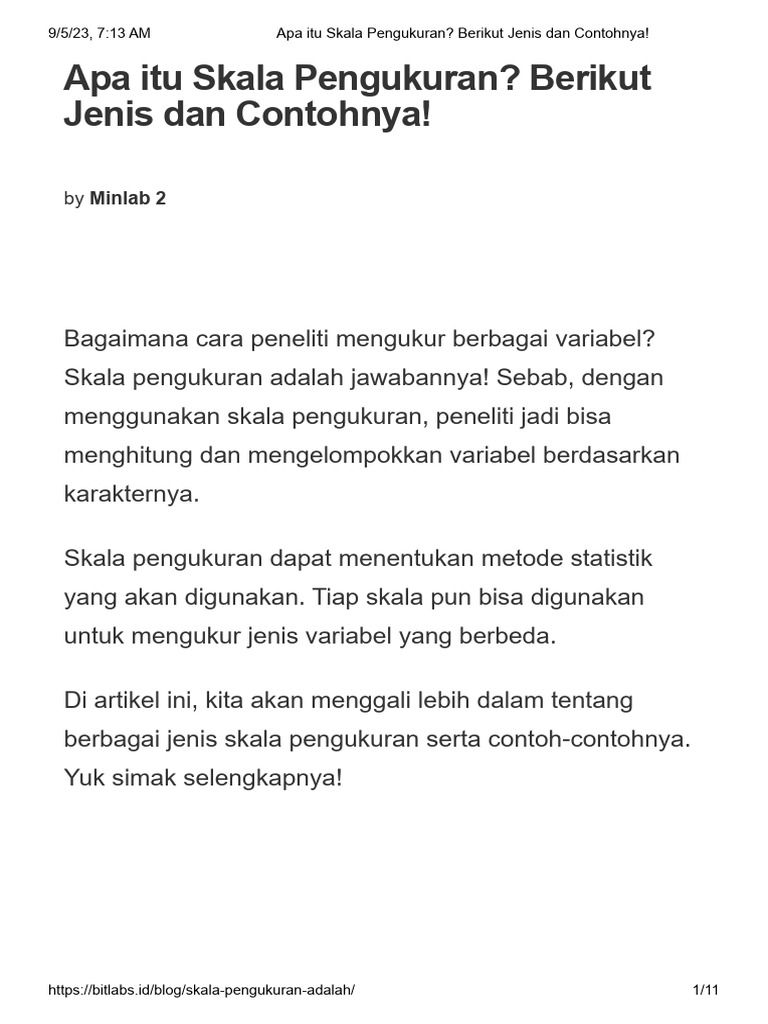 Apa Itu Skala Pengukuran Berikut Jenis Dan Contohnya! | PDF | Karier ...