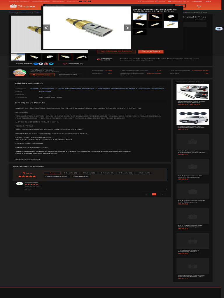 Sensor Temperatura Agua Ford Ká Fiesta Ecosport Original 2 Pinos | PDF | Carros dos Estados ...