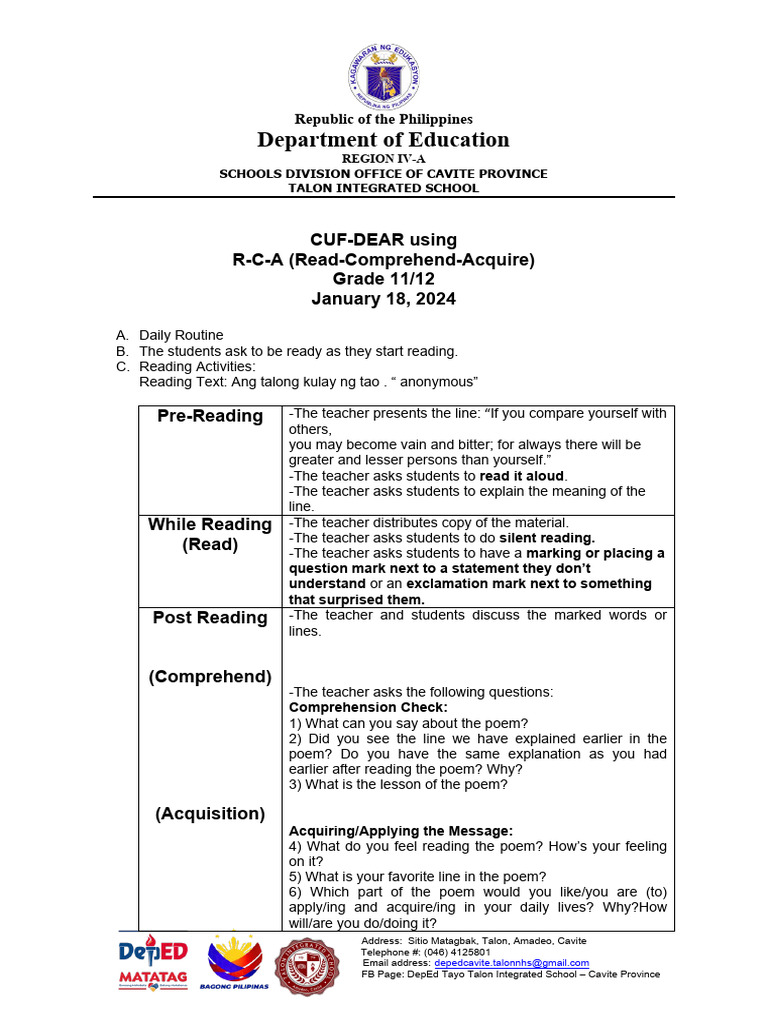 Grade 11/12 Reading Activities Guide | PDF | Language Arts & Discipline ...