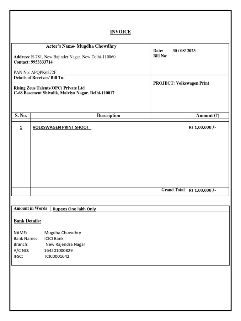 Invoice Volkswagen print | PDF