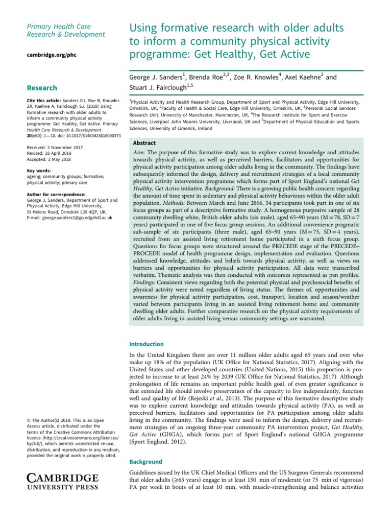 Using Formative Research With Older Adults To Info | PDF | Focus Group ...