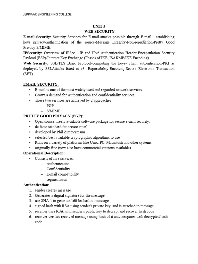 CS8792 CNS Unit5 | PDF | Transport Layer Security | Key (Cryptography)