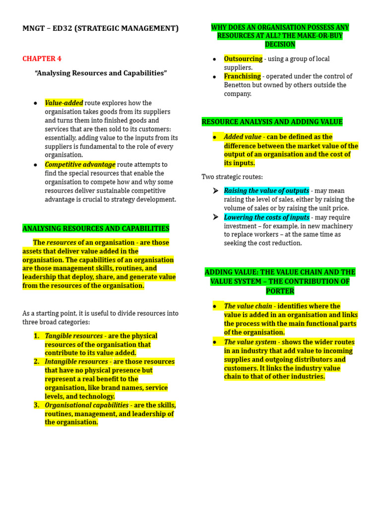 Chapter 4 | PDF | Competitive Advantage | Strategic Management