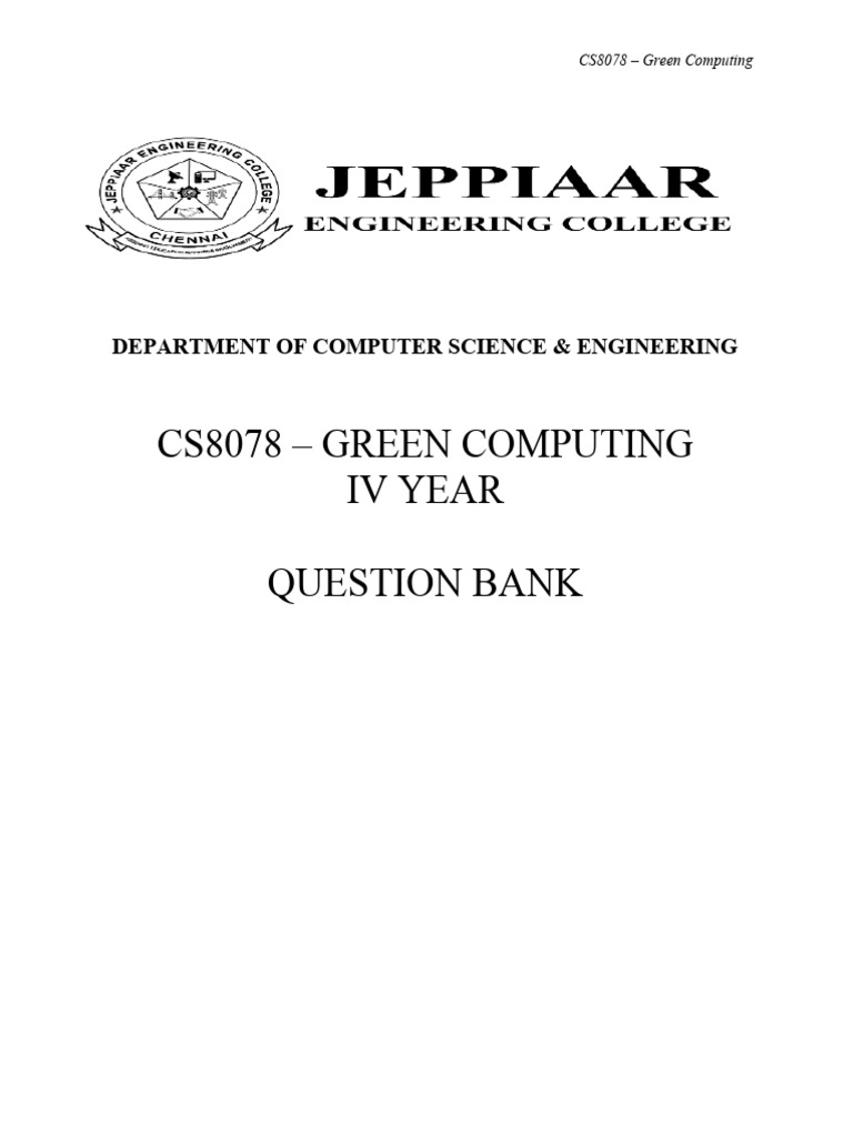 CS8078-green Coomputing QUESTION BANK | PDF | Data Center | Carbon Footprint