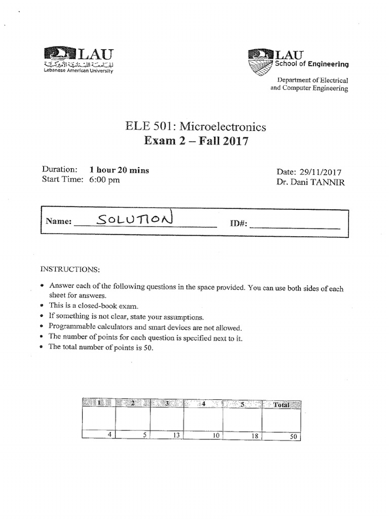 501-17 Exam 2 Solution | PDF
