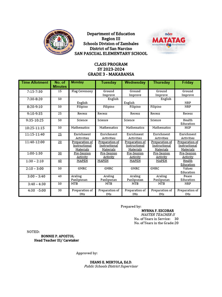 Classprogram 2023 2024 MAKABANSA | PDF