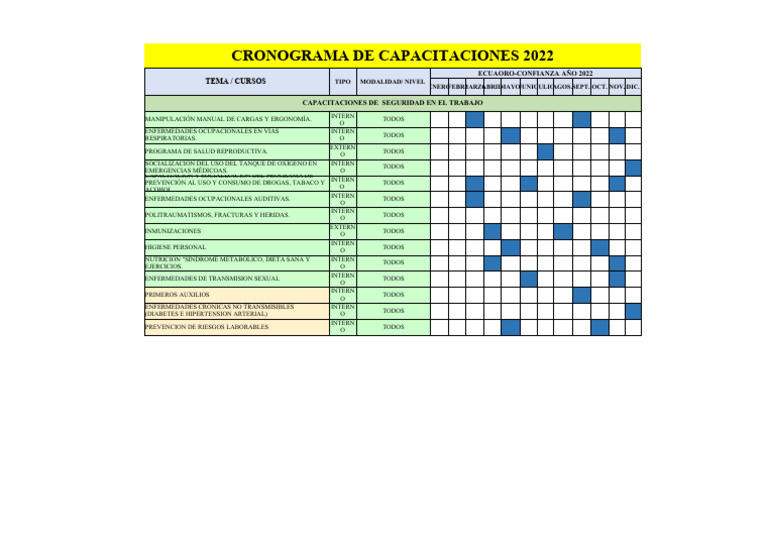 Cronograma de Capacitaciones 2022 | PDF | Las enfermedades no transmisibles | Humanidades Médicas