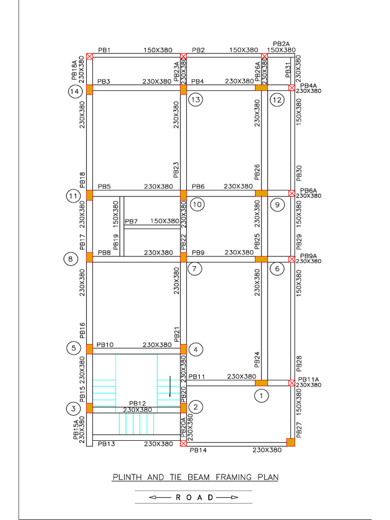 s2 - Plinth and Tie Beam Framing Plan | PDF