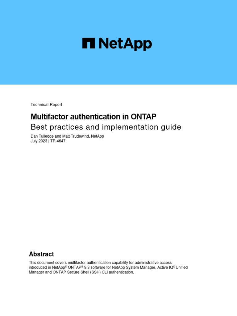 Mfa Ontap | PDF | Secure Shell | Password
