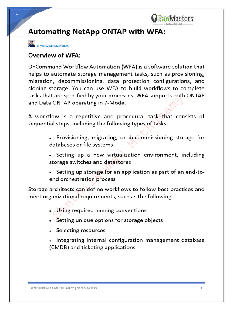 Automating Netapp Ontap With Wfa Pdf Parameter Computer 8454