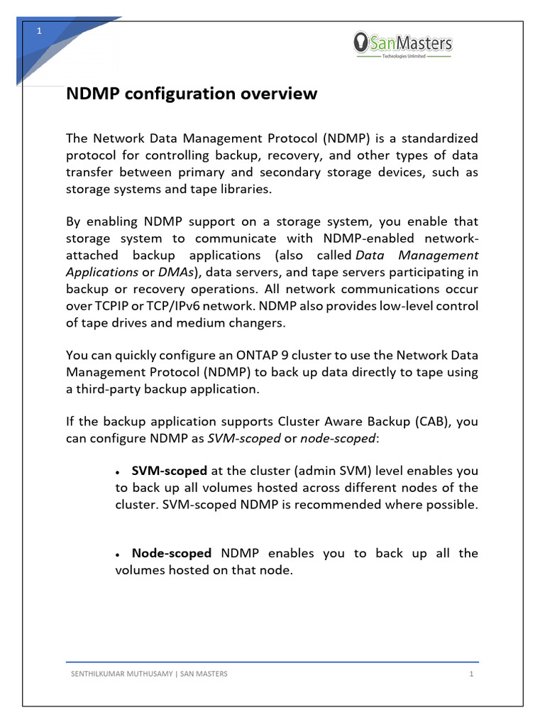 NDMP Configuration Overview | PDF | Backup | Data Management