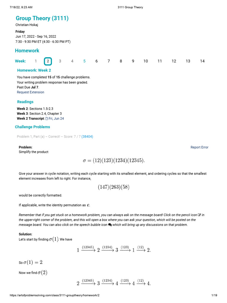 3111 Group Theory HW 2 | PDF | Permutation | Group (Mathematics)
