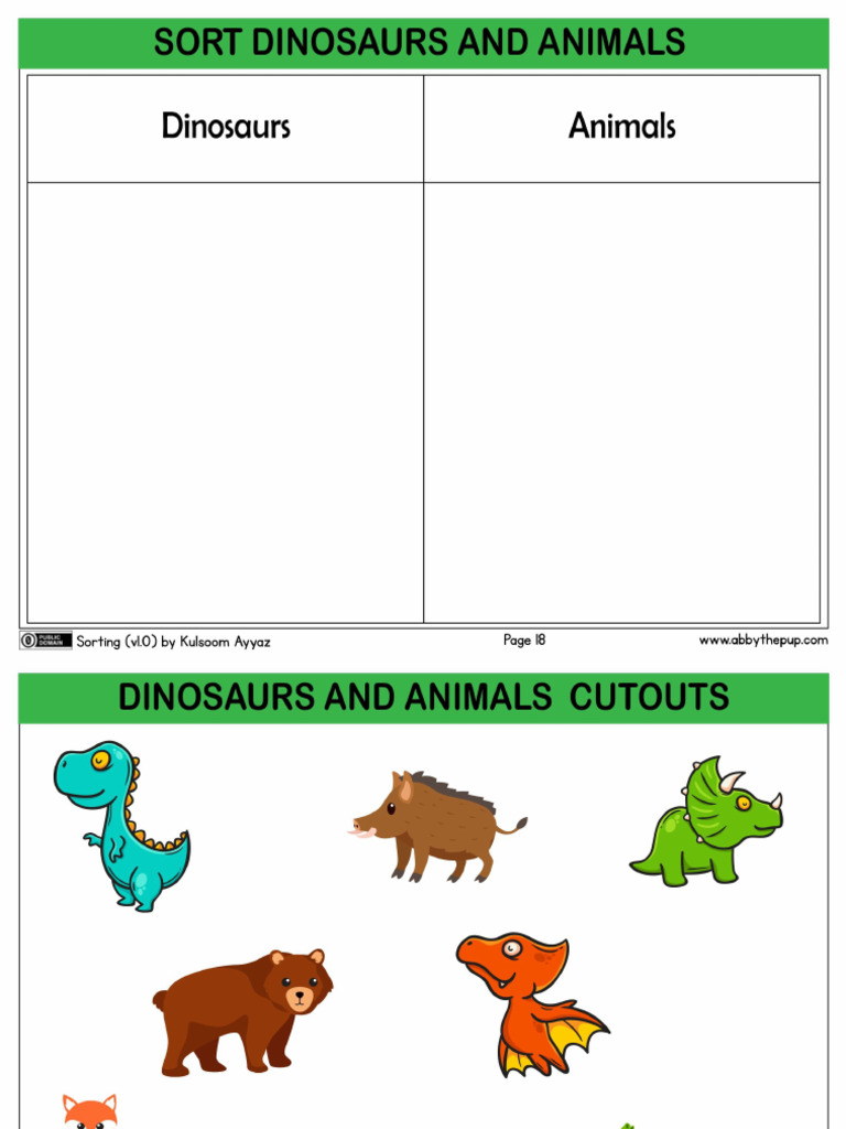 Sorting Dinosaurs and Animals Puzzle Games | PDF