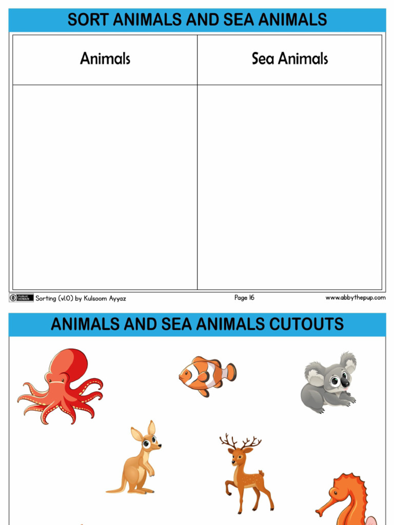 Sorting Animals and Sea Animals Puzzle Games | PDF