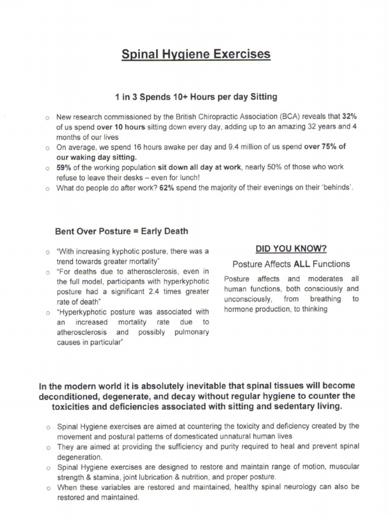 Spinal Hygiene Exercises | PDF