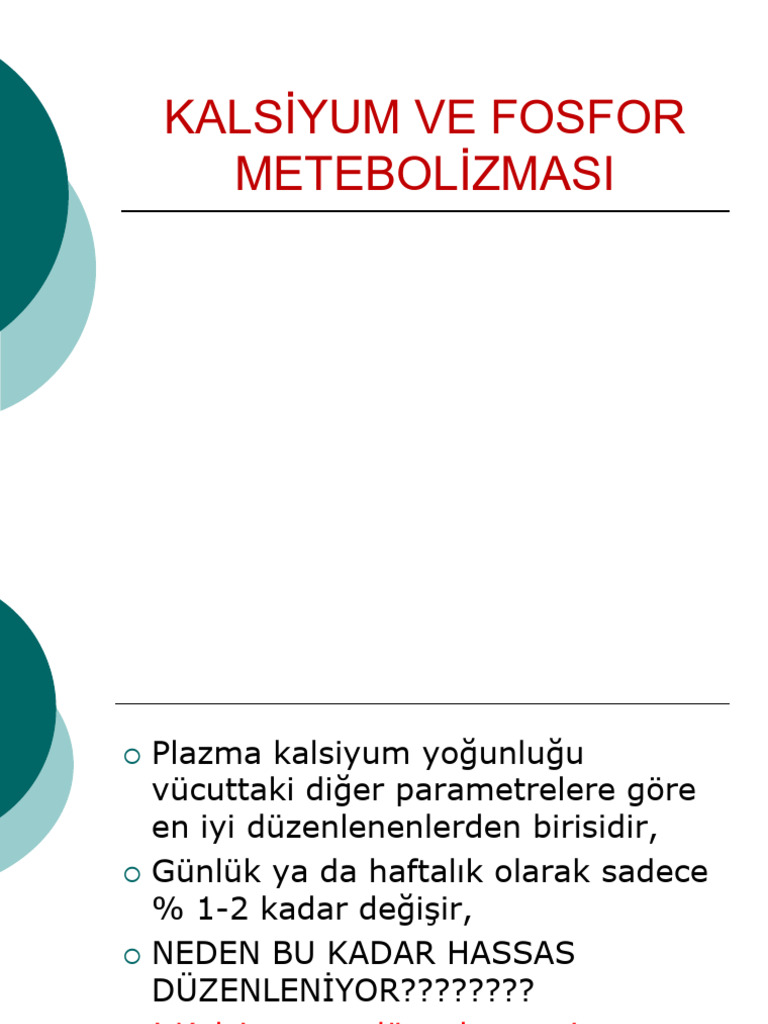 1-Kalsiyum Ve Fosfor Metabolizması | PDF