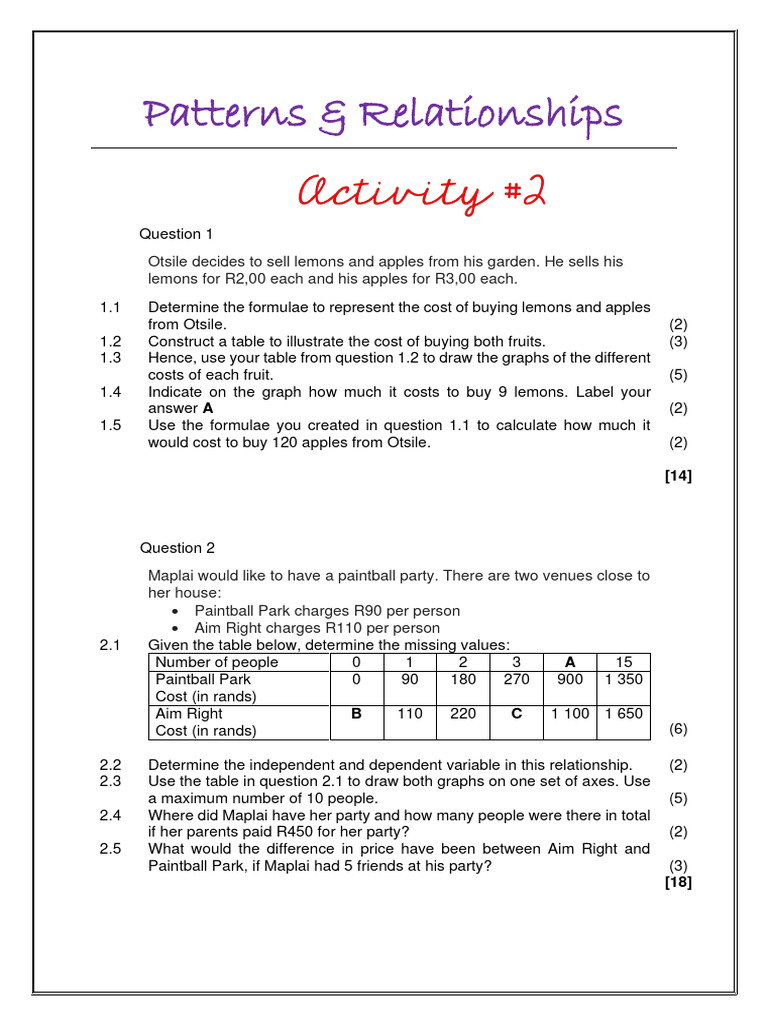 Linear Relationship Activity | PDF