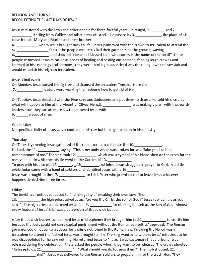 Module 8 The Death Resurrection And Ascension Of Jesus Pdf Jesus