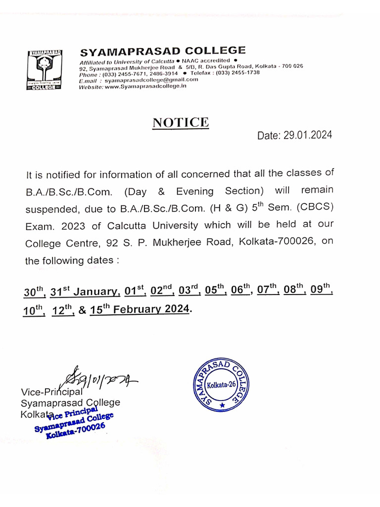 Class Suspension Notice | PDF