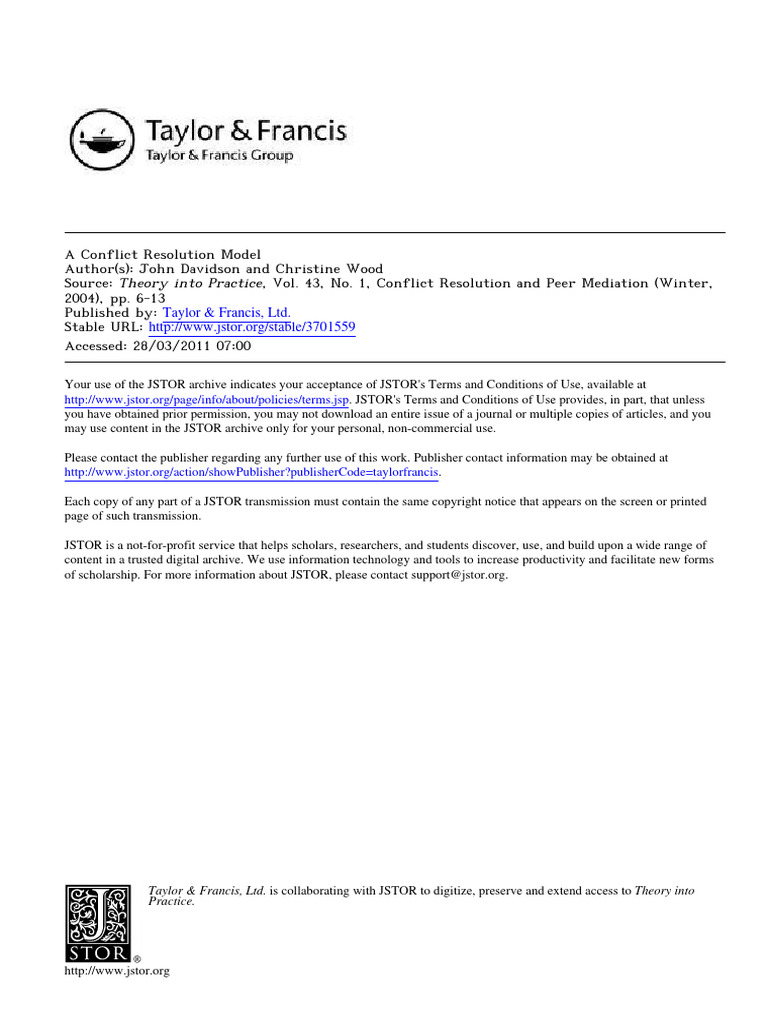 Conflict Resolution Model | PDF | Conflict Resolution | Negotiation