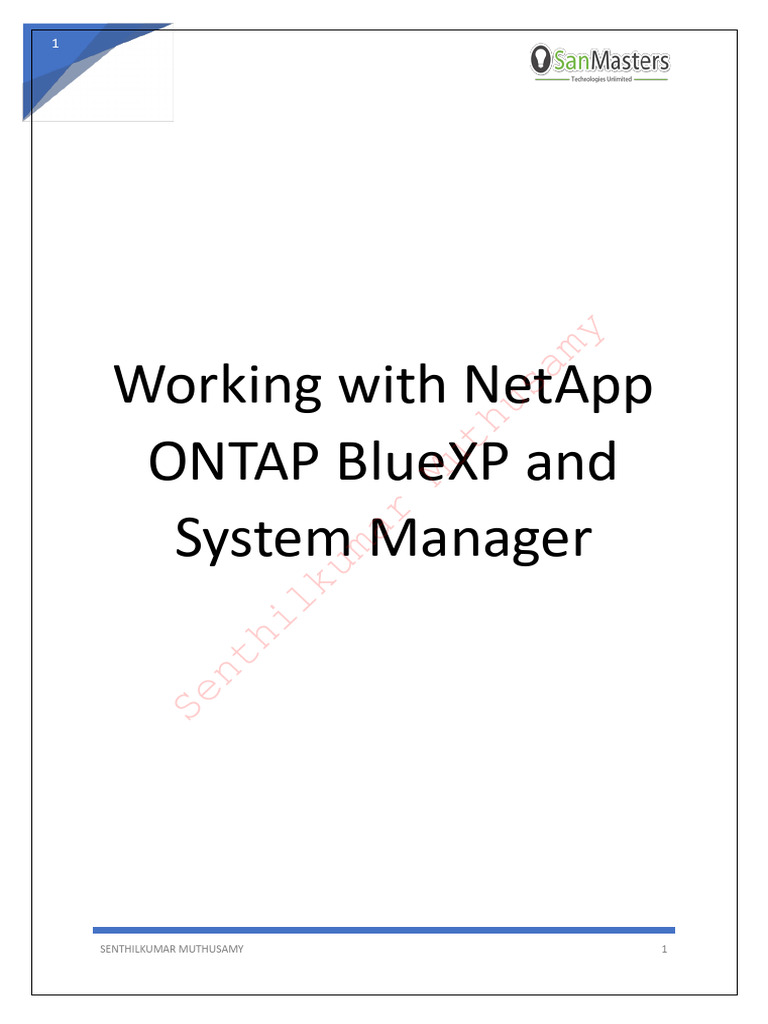 Working With NetApp ONTAP System Manager and BlueXP | PDF | Distributed ...