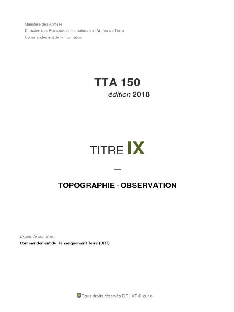 Topographie militaire : TTA 150 édition 2018 | PDF | Sous-unités du ...