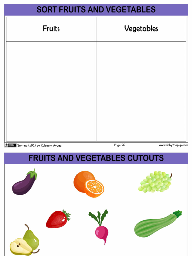 Sorting Fruits and Vegetables 2 Puzzle Games | PDF