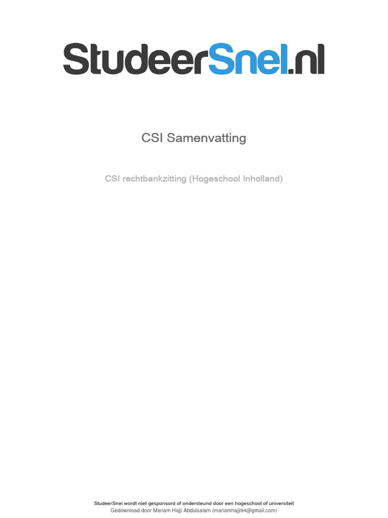 Csi Samenvatting | PDF