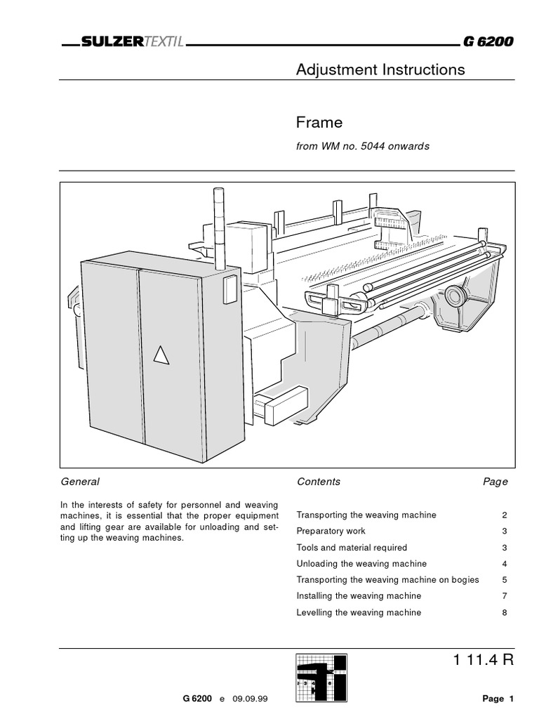 Adjustment Instructions: From WM No. 5044 Onwards | PDF | Crane (Machine) | Weaving
